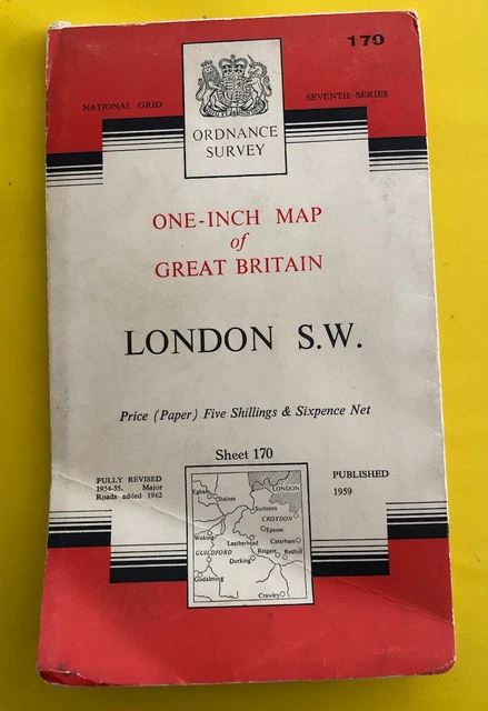 LONDON MAP, 1950S vintage, Ordnance Survey seventh series, No.170 £4.00 ...