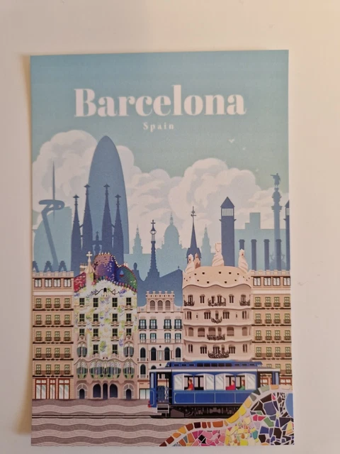 SOUVENIR POSTKARTEN 10×15 Barcelona Spanien Postcards Spain Dekoration ...