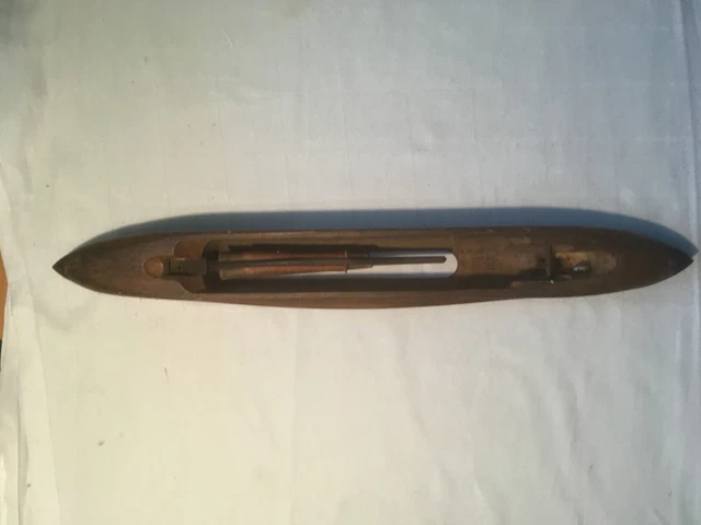 NAVETTE ANCIENNE EN BOIS & METAL POUR METIER A TISSER - grand format ...
