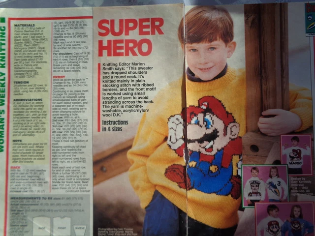 VINTAGE KNITTING PATTERN of Super Mario from Mario Bros to make a child ...