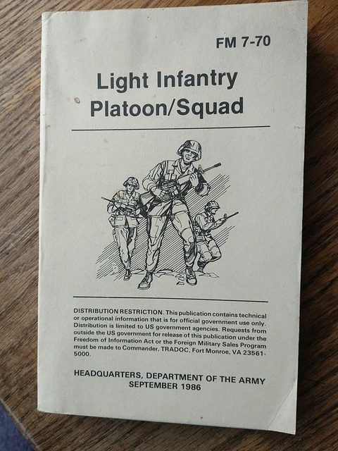 FM 7-70 LIGHT Infantry Platoon/Squad, September 1986 £28.60 - PicClick UK