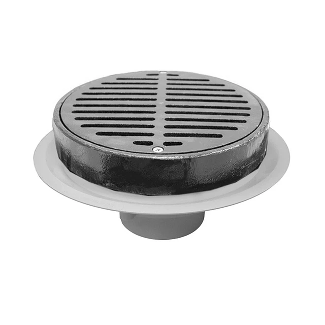 3& HEAVY DUTY Traffic PVC Floor Drain with Full Cast Iron Grate and ...