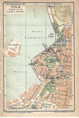 CARTA GEOGRAFICA ANTICA POLA PULA pianta della città Istria 1934 ...