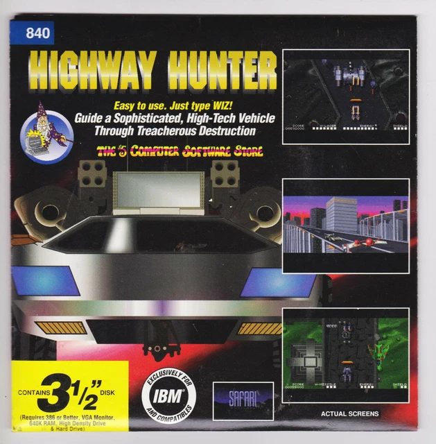 VINTAGE 1994 3.5” Disk PC Computer Video Game Wiz IBM highway hunter ...