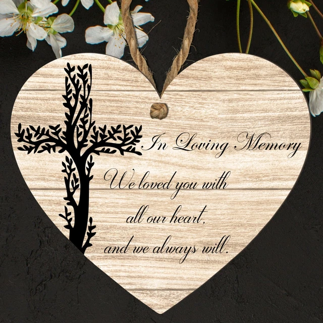 IN LOVING MEMORY - Memorial In Heaven Wooden Heart - Bereavement Gift ...