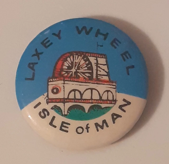VINTAGE HOLIDAY LOCATION Pin Badge - Laxey Wheel Isle of Man £2.99 ...