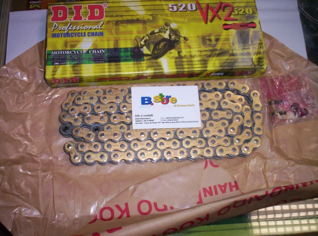 CHAÎNE TRANSMISSION DID 520 VX-2 X-Ring Couleur Or VX2 X-Ring 120 ...