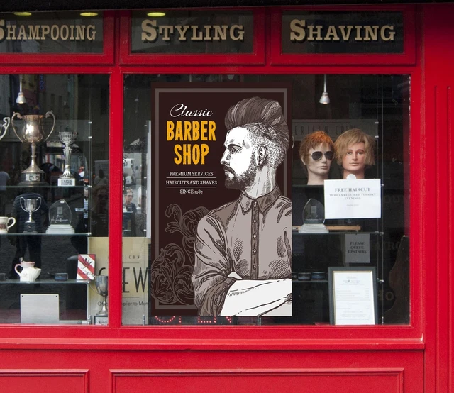 3D MAN HAIR Cut K184 Barber Shop Window Stickers Vinyl Wallpaper Wall ...