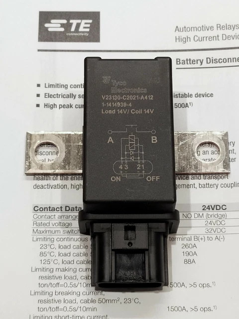 TYCO BDS-A V23130-C2021-A412 12V 190A KFZ Bistable Car Relay Switch ...