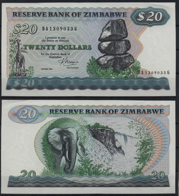[28785] - BANKNOTE ZIMBABWE, 20 Dollars, 1983, P4c, wenig gebraucht (II ...