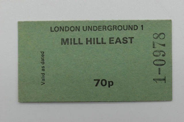 LONDON UNDERGROUND RAILWAY Ticket 0978 Mill Hill East £1.70 - PicClick UK