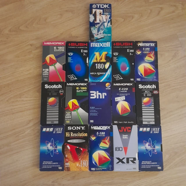 16 USED BLANK VHS Video Tapes- Various brands, including Scotch ...