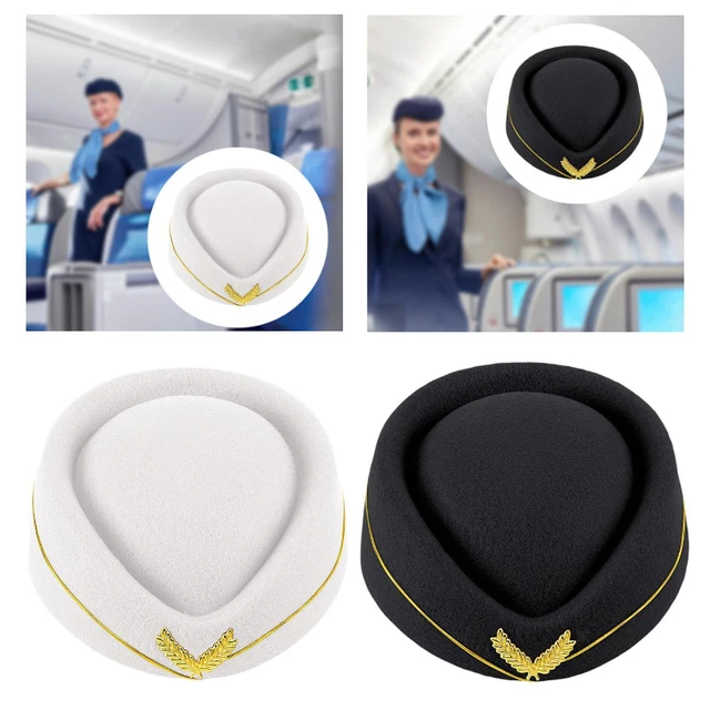 BERET HAT COSPLAY Stewardess Hat Costume Air Hostess Cap Attendant Hat ...