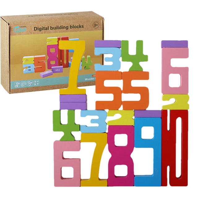 20 STÜCK HOLZ-ZAHLENBLÖCKE, Spielzeug, großer farbiger Zahlenblock ...