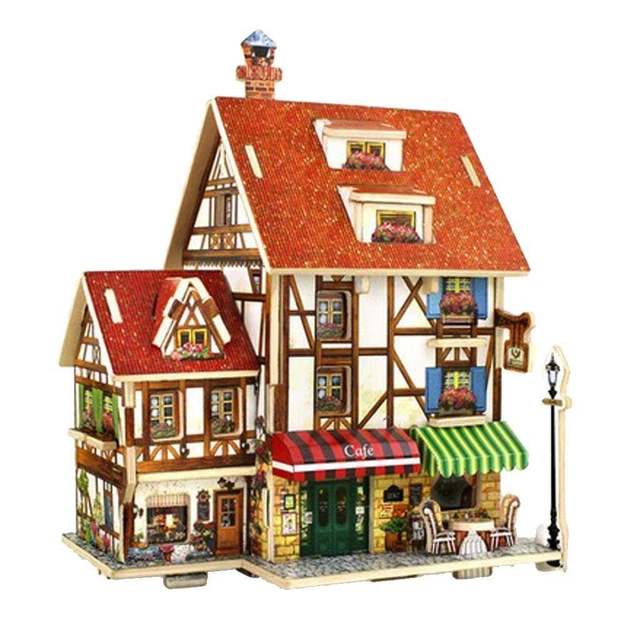 Diy Dollhouse Wooden Miniature Furniture Kit With Led Mini Dolls House