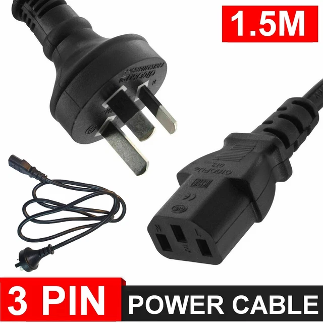 AC POWER LEAD Cord Cable 3 Pin Plug to IEC-C13 Socket 250V 10A M to F ...
