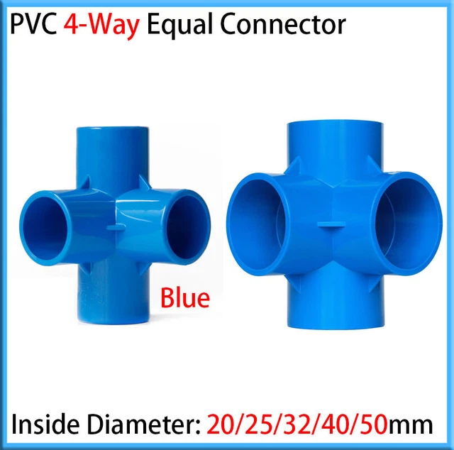 PVC 4-WAY BLUE Equal Connector Socket Pressure Pipe Fittings 20/25/32 ...