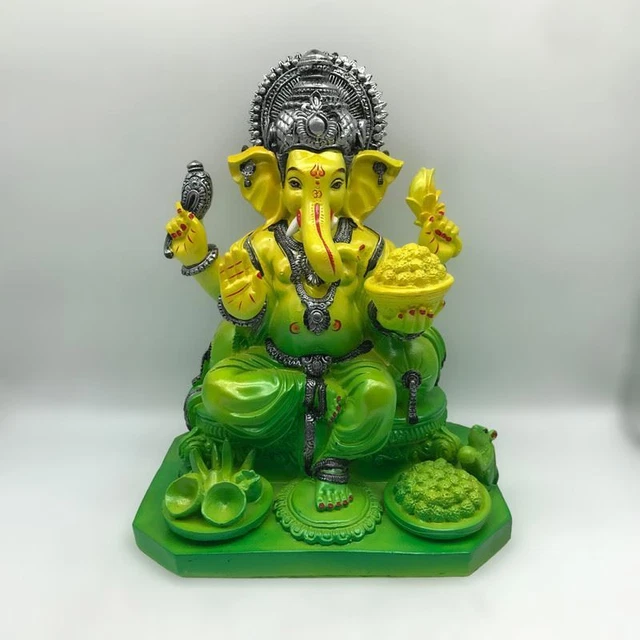 GANESH GANESHA GANPATI Ganapati Hindu God Ganesh fiber idol Green ...