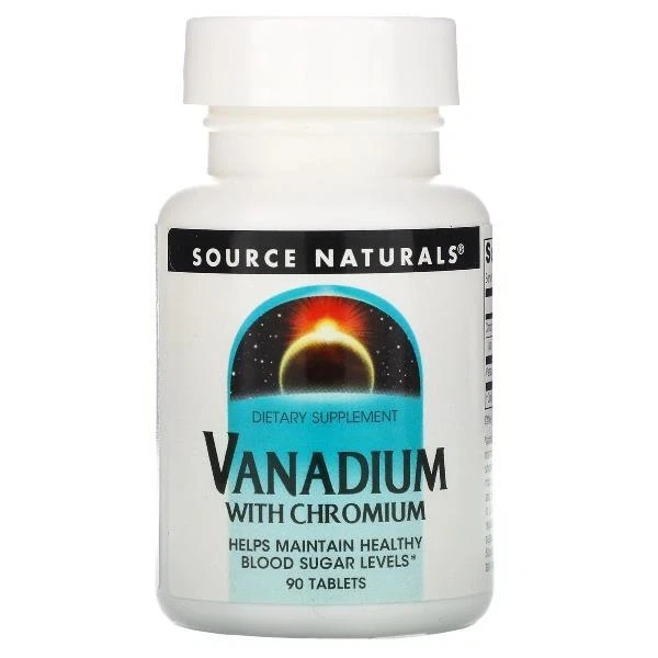 SOURCE NATURALS VANADIUM with Chromium 90 Tablets Blood Sugar ...