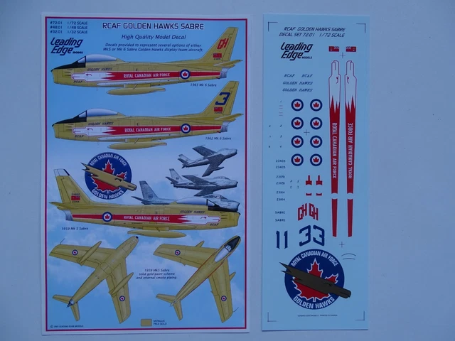LEADING EDGE DECALS 1/72 RCAF Golden Hawks Sabre Mk.6 EUR 10,00 ...