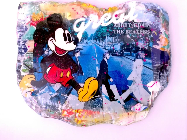 UNIKAT 3D COLLAGE Tanja Kiesewalter "ABBEY ROAD Beatles Mickey ...