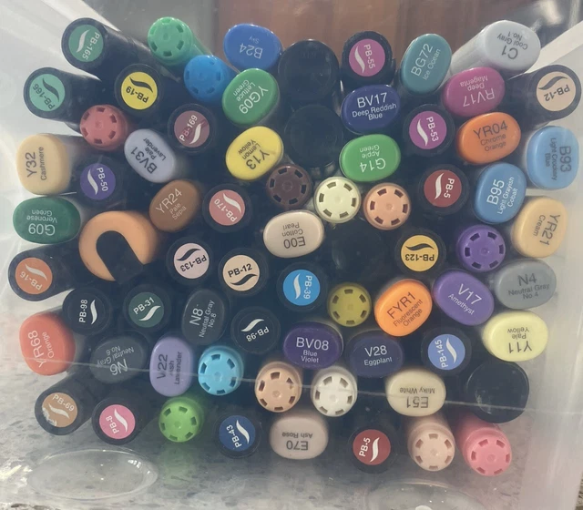 LOT OF 50+ COPIC TOO, COPIC SKETCH, PRISMACOLOR, AND POSCA MARKERS £61. ...