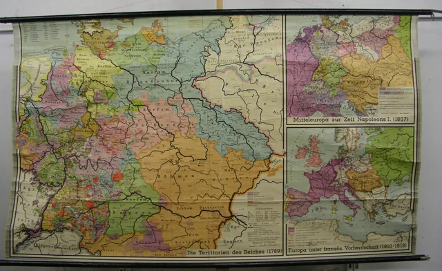 SCHOOL WALL MAP Wall Map Germany 1789 750T Europe 1815 2.5M 6M 206x120 ...