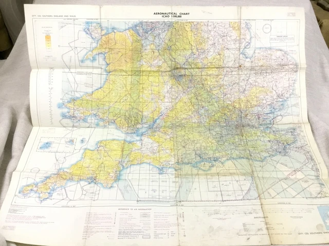 1973 MILITARY MAP of Southern England RAF Pilot Flight Aeronautical ...
