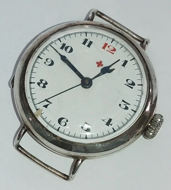 RARE WW1 SILVER Cased Medical Doctors Red Cross Trench Wristwatch 1915 ...