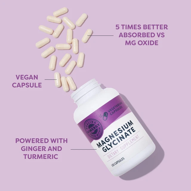 VIMERGY MAGNESIUM GLYCINATE Stress Support Heart Health Energy 180 Caps ...