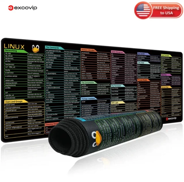LINUX COMMANDS LINE Mouse Pad Large Cheat Sheet Mouse Pad Desk Mat ...