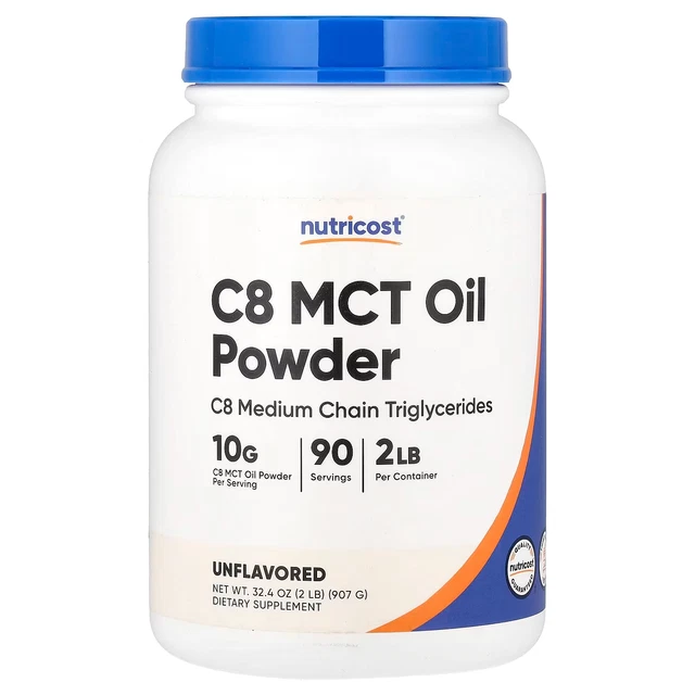 NUTRICOST, C8 MCT Oil Powder, Unflavoured, 2 lb (907 g), Expiry:05/2028 ...