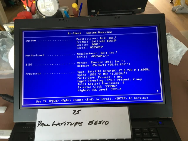 DELL LATITUDE E6510 Motherboard LA-5573p. TEST RESULTS SHOWN WORKING ...