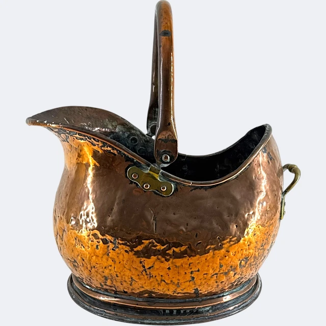 ANTIQUE COPPER COAL Scuttle Hod Bucket With Carry Handle Fireside ...