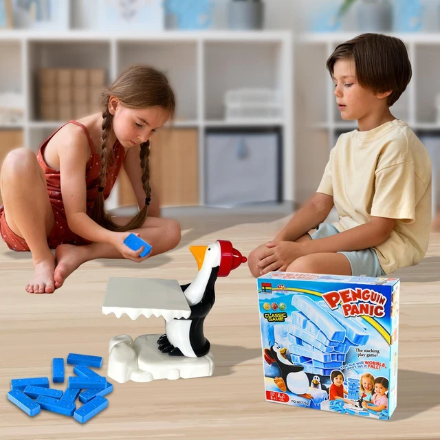 KIDS PENGUIN ICE Stacking Tower Family Party Game Building Block ...