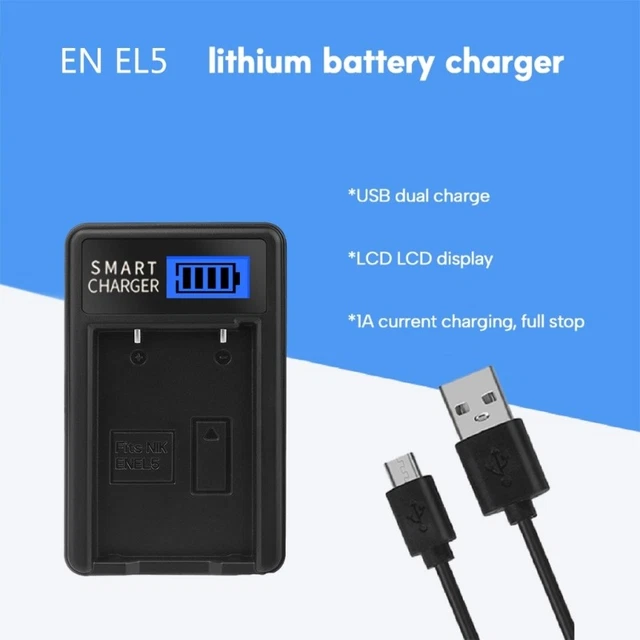 USB BATTERY CHARGER LCD Display for EN-EL5 3700 4200 5200 5900 7900 ...