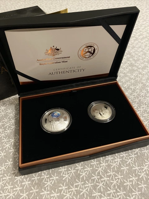 2019 50TH ANNIVERSARY of Apollo 11 Moon Landing. Two-Coin Proof Set EUR ...