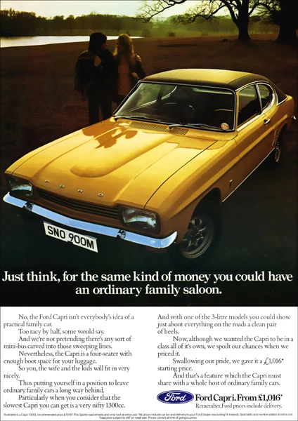 FORD CAPRI MK1 Retro A3 Poster Print From Classic 70'S Advert £4.99 ...