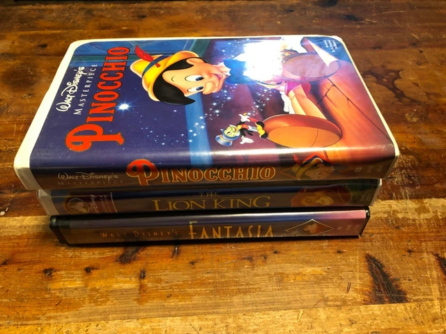 3 VINTAGE WALT Disney Vhs Tape Movies Pinocchio Lion King Fantasia ...