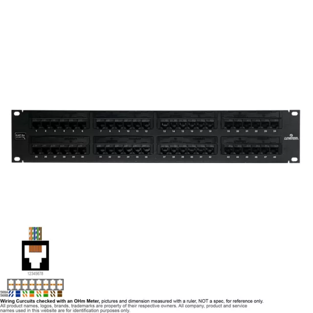 PATCH PANEL RJ45 8P8C 48-Port C5e Rackmount 2U Leviton Gigamax Cat ...