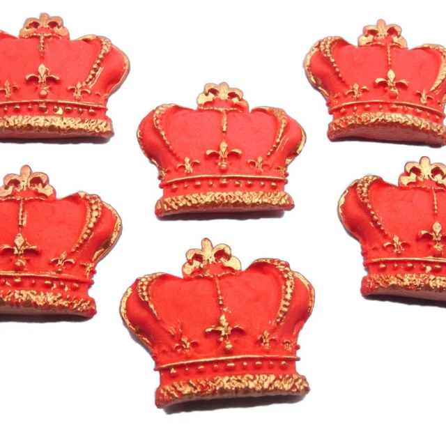 CORONATION CROWNS EDIBLE Vegan Cupcake Toppers Celebration party bakes ...