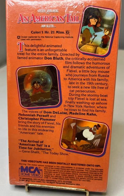 AN AMERICAN TAIL VHS New Sealed Watermarks 1987 MCA Home Video ...