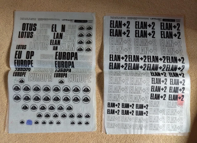 LOTUS CARS ELAN Europa Logo Letraset Sheets 1980s £4.99 - PicClick UK
