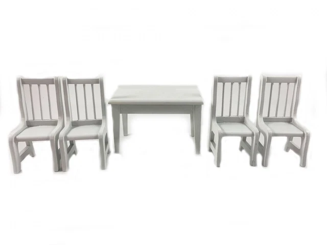 MAISON DE POUPÉES Blanc Table & Chaises Miniature Cuisine Manger Ensemble EUR 24,95 - PicClick FR