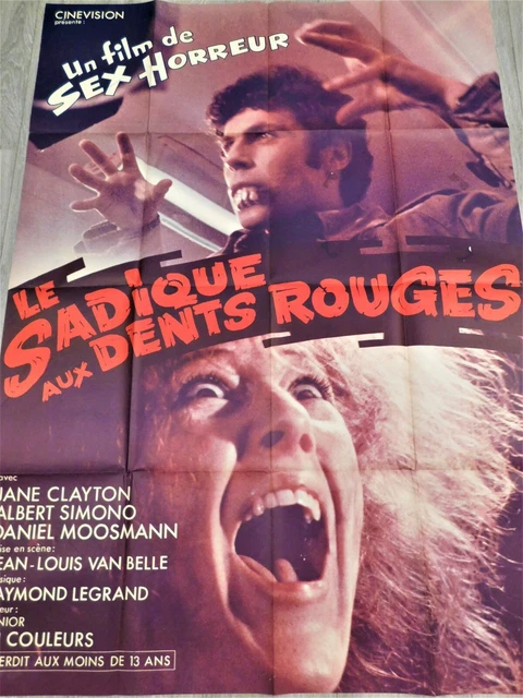 LE SADIQUE AUX Dents Rouges Affiche ORIGINALE 120x160cm 47 63 1971 LE SADIQUE AUX Dents Rouges Affiche ORIGINALE 120x160cm 47 63 1971