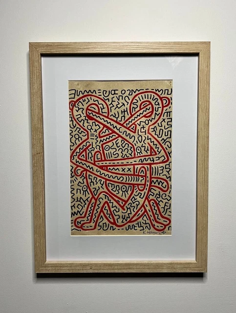 KEITH HARING : RARE Dessin d’après l’artiste -Tampon d’authenticité ...