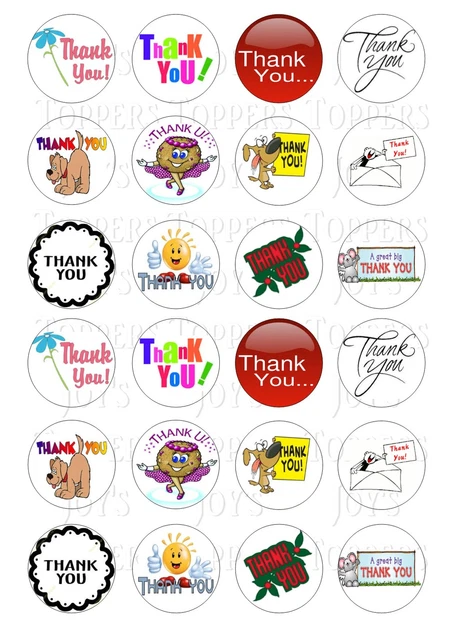24 THANK YOU Cupcake Topper Wafer Rice Edible Fairy Cake Bun Toppers ...