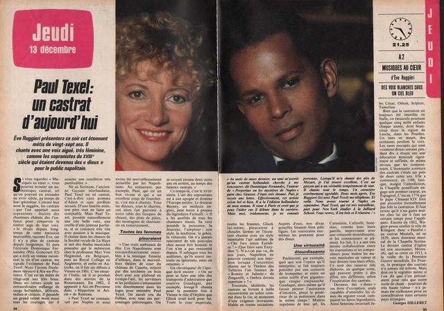 COUPURE DE PRESSE Clipping 1984 Paul texel un Castrat d'aujourd hui (2 pages) EUR 5,00 - PicClick FR