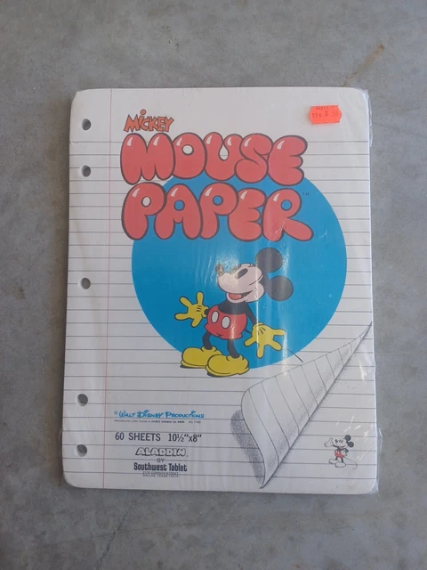 MICKEY MOUSE VINTAGE Lined Paper 60 Sheets Official Disney Very Rare ...