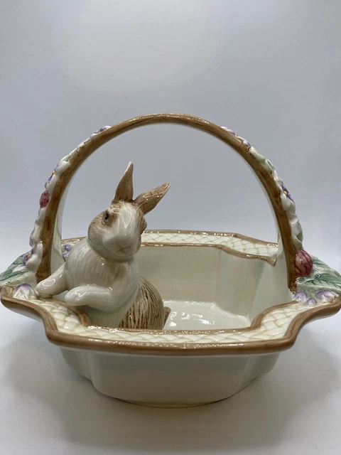 VINTAGE FITZ AND Floyd Garden Rhapsody Bunny in Basket * Retired 5" X 8 ...